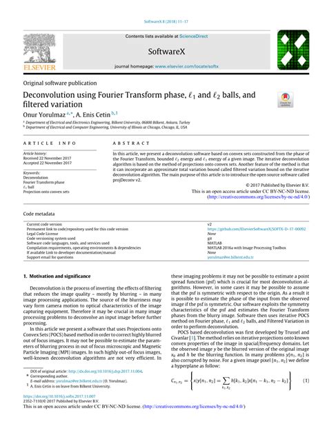 Pdf Deconvolution Using Fourier Transform Phase ℓ 1 And ℓ 2 Balls And Filtered Variation