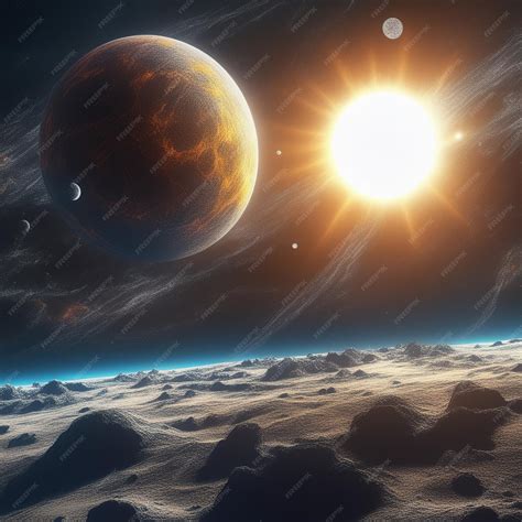 Premium Ai Image Space Sun And Moon And Galaxy