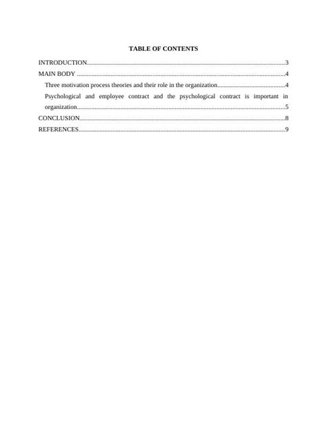 Report On Motivation Theories And Psychological Contracts