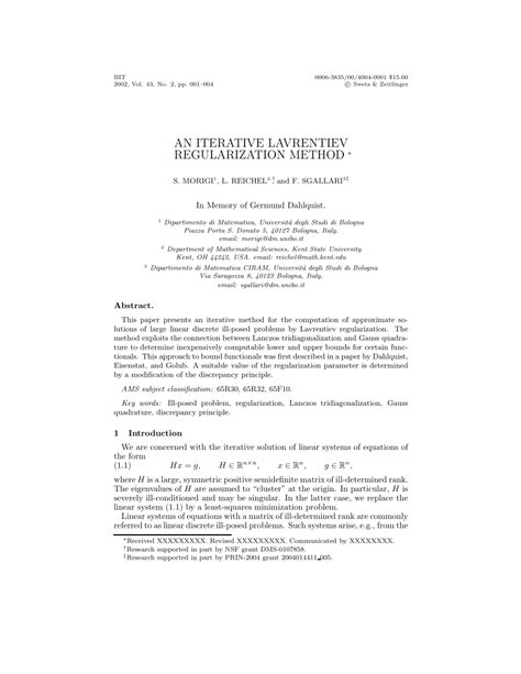 Pdf An Iterative Lavrentiev Regularization Method