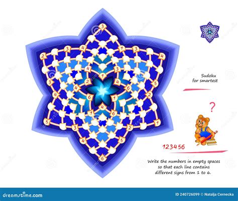 Logic Sudoku Puzzle Game For Smartest Write The Numbers In Empty Spaces So That Each Line