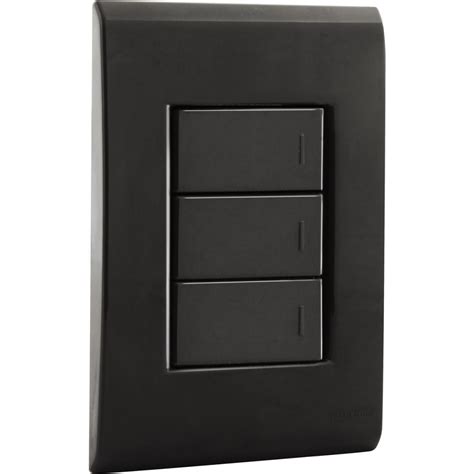 Interruptor Triplo Simples 4x2 10a 250v Liz Grafite Tramontina Ref 57173070
