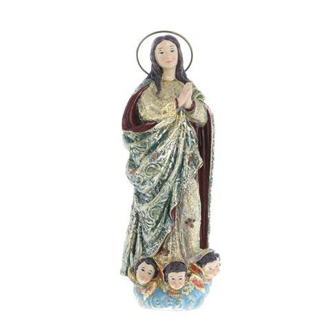 Cm Statue Of Our Lady Of Lourdes In Coloured Resin Statues Of The Virgin Mary