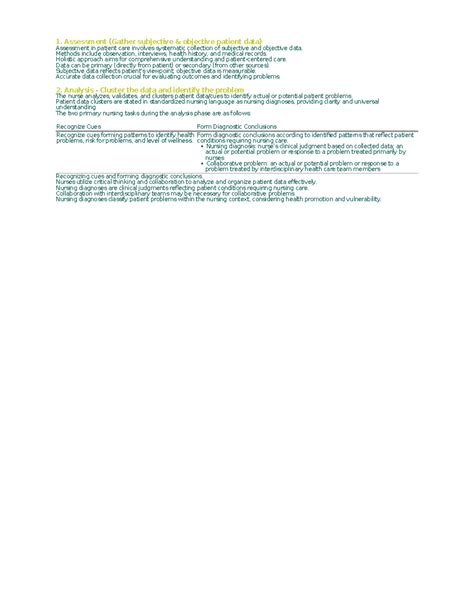 Adpie Nursing Process And Principles 1 Assessment Gather Subjective And Objective Patient