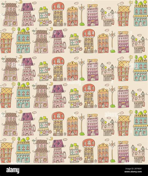 House Seamless Pattern Vector Illustration Stock Vector Image And Art Alamy