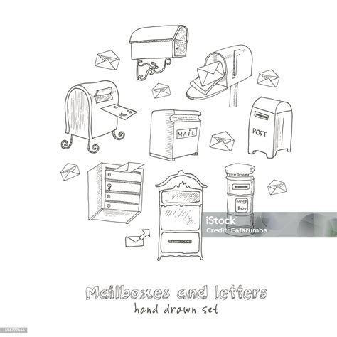 낙서 우체통 세트 빈티지 일러스트 포 아이덴티티 디자인 그리기에 대한 스톡 벡터 아트 및 기타 이미지 그리기 낙서 드로잉 단일 객체 Istock