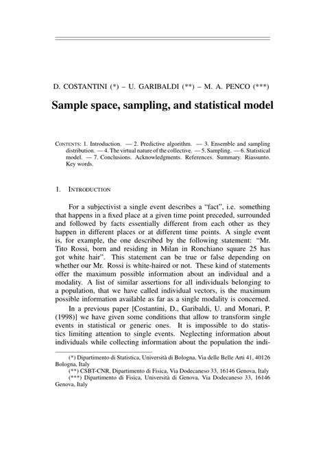 PDF Sample Space Sampling And Statistical Model
