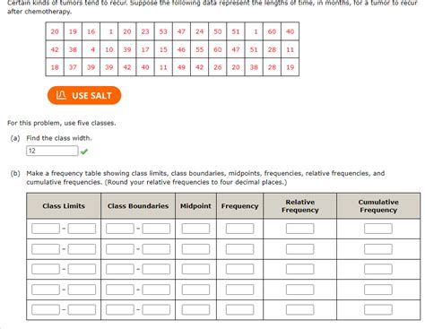 Solved B Make A Frequency Table Showing Class Limits Class