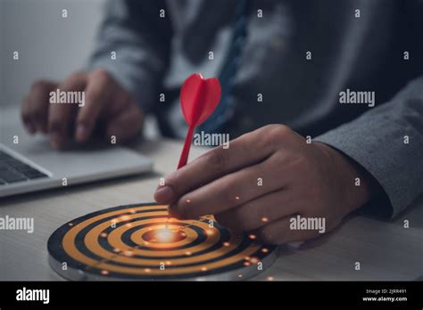 Man Throwing Dart Board Target Business Concept Investment Success Goal Point Strategy Dart