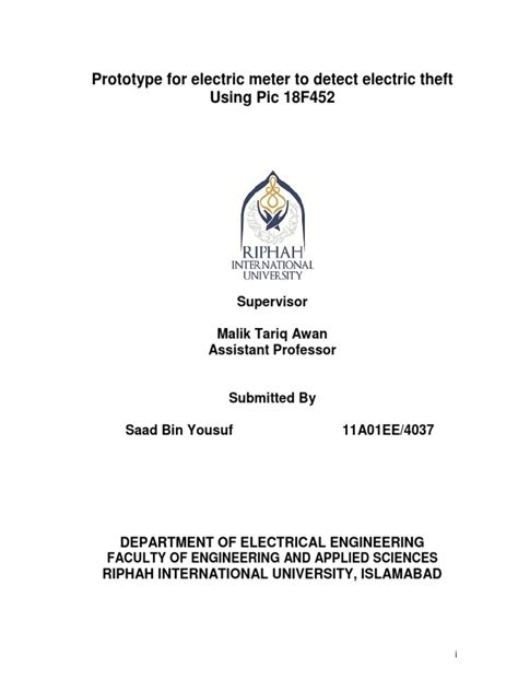 Prototype For Electric Meter To Detect Electric Theft Using Pic 18f452