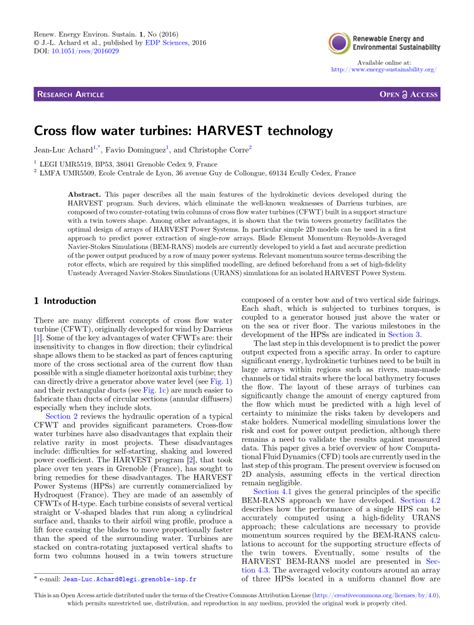 Pdf Cross Flow Water Turbines Harvest Technology