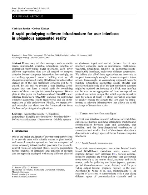 pdf a rapid prototyping software infrastructure for user interfaces