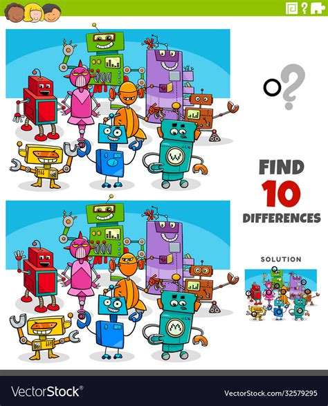 differences educational game with robot characters
