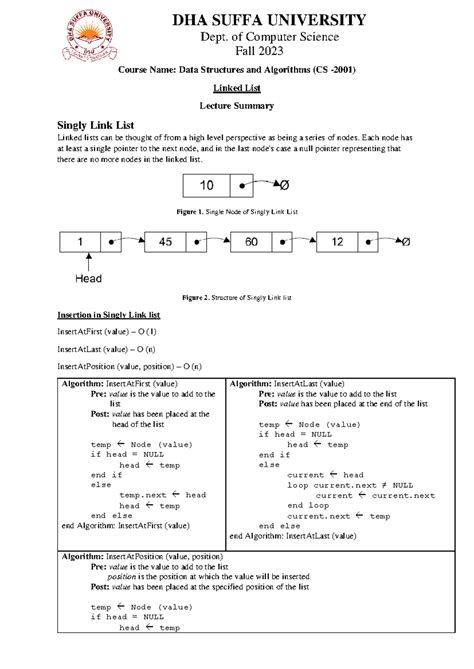 Link List Data Structures And Algorithms Linklist Dha Suffa