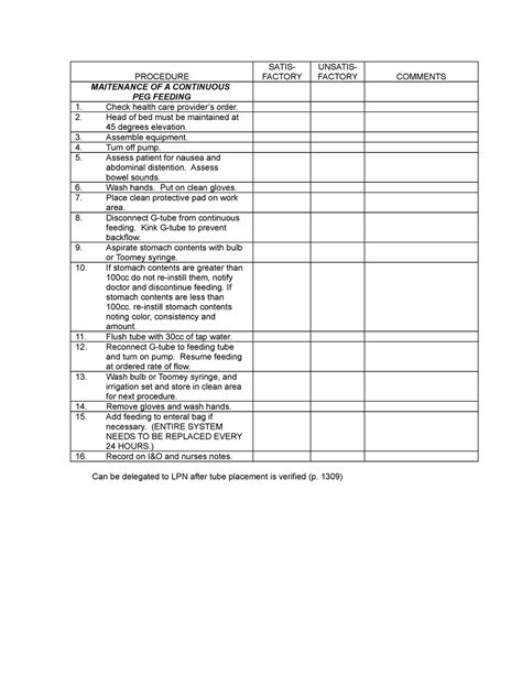 ngt and peg 2 check list for ngt and peg skill validation procedure
