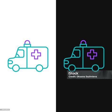 흰색과 검은 색 배경에 고립 된 라인 구급차와 응급 자동차 아이콘 구급차 차량 의료 대피 다채로운 개요 개념 벡터 0명에 대한 스톡 벡터 아트 및 기타 이미지 Istock