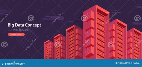 Isometric Cartoon Technology Background Big Data Concept Binary