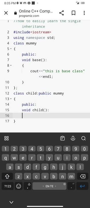 Single Inheritance Program In C Youtube