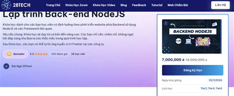 Khóa Học Lập Trình Backend Nodejs 28tech