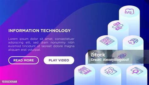 아이소메트릭 선 아이콘 정보 기술 개념 사회 네트워크 시스템 백업 검색 랜 네트워크 Api 데이터 서버 벡터 그림 그라데이션