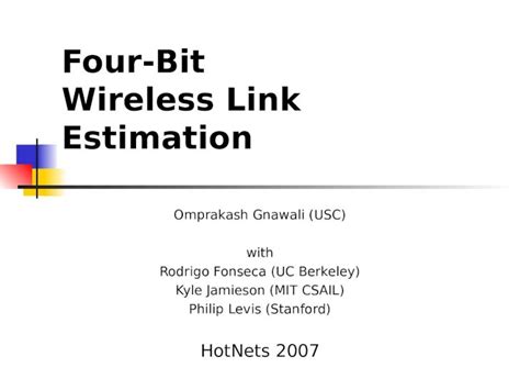 ppt four bit wireless link estimation dokumen tips