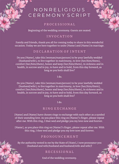 Wedding Ceremony Script Non Religious Wedding Ceremony