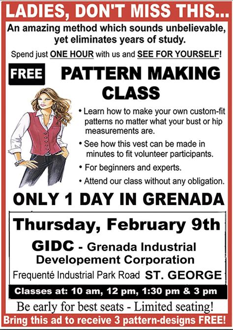 free pattern making class grenadian voice