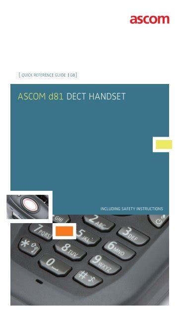 Quick Reference Guide Ascom D81 Dect Handset Td 92667gb