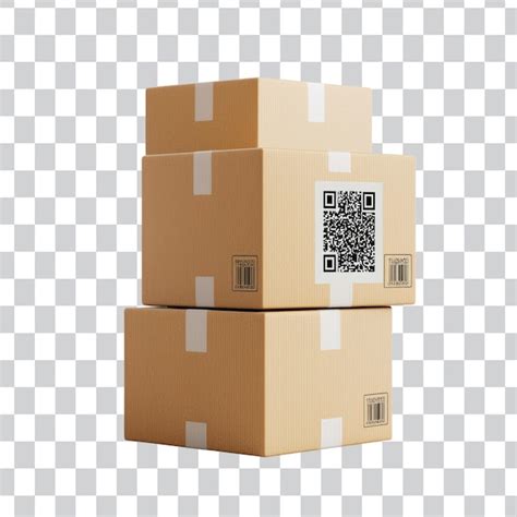 Stack Of Cardboard Boxes With QR Code For Shipping And Delivery Premium AI Generated PSD