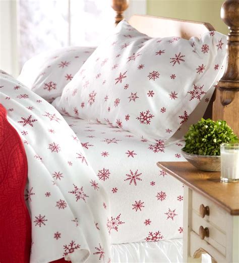 Crystal Snowflake Cotton Flannel Sheet Set Queen Size