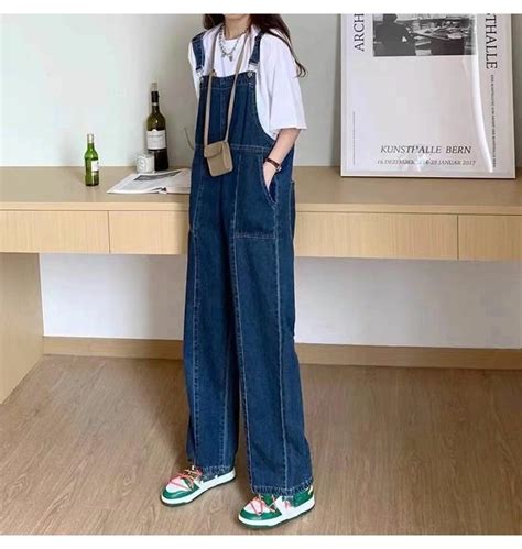 여성 데님 멜빵 바지 서스펜더 슬리밍 점프슈트 티몬