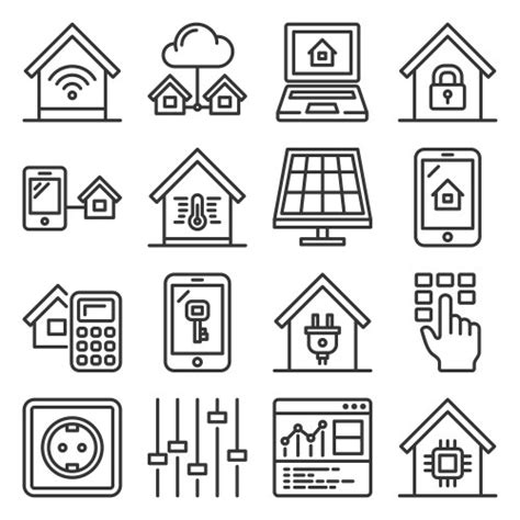 Smart Home System Icons Set Flat Design Style Vector Image
