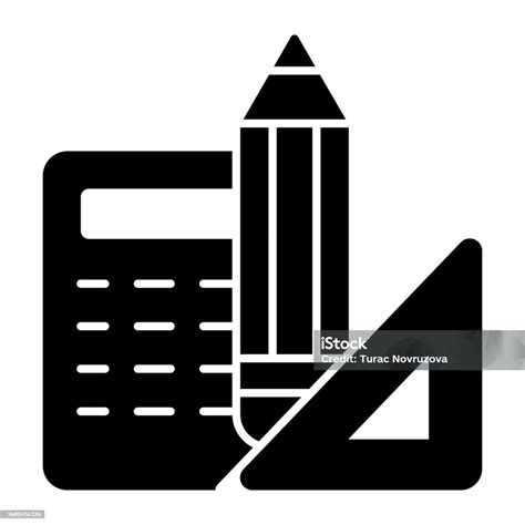 눈금자 연필 계산기 솔리드 아이콘 학교 개념 흰색 배경에 수학 도구 기호 계산 아이콘 문자 모양 도구 벡터 그래픽 개념에 대한