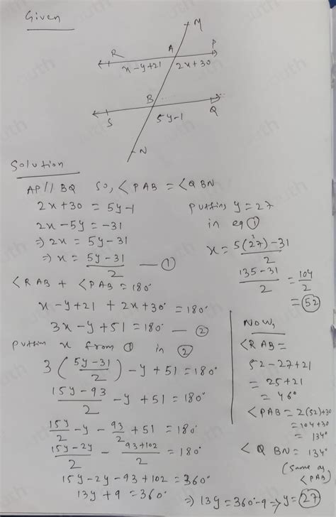 Solved Determine The Values Of The Missing Angles In The Following Diagram Math