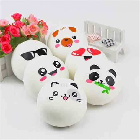 10 개몫 가와이이 팬더 고양이 얼굴 이모티콘 롤빵 퀴시 느린 상승 점보 아이스크림 떡 부드러운 스퀴즈 스트랩 빵 케이크 아이