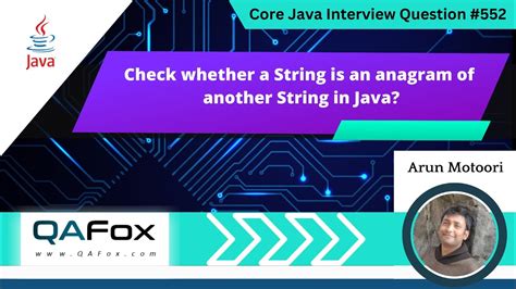 Check Whether A String Is Anagram Of Another String Using Java Core Java Interview Question