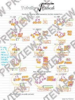 Simplifying Radicals Guided Notes And Practice By Sweet As Pi TPT