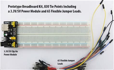 Prototype Breadboard Kit 830 Tie Points Including 3 3v 5v Power Moudle And 65 Jumper Leads