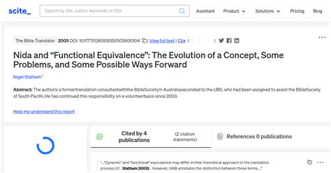 Nida And Functional Equivalence” The Evolution Of A Concept Some