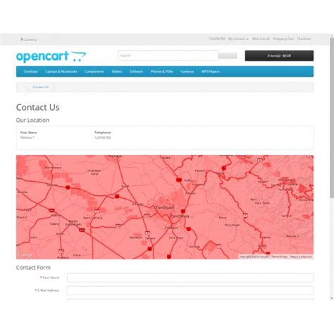 OpenCart Special Google Map On Contact Us Page