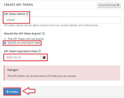 how to create api tokens in cpanel whuk