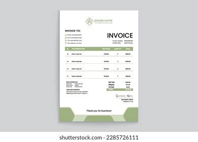Invoice Design Template Mockup Design Stock Vector Royalty Free Shutterstock