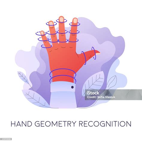 Hand Geometry Recognition Biometric Data Access And Authentication Stock Illustration Download