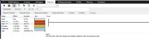 Javascript Ie11 Developer Tools Network Tab Request Details Multiple