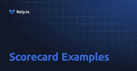 Scorecard Examples Scorecard Examples