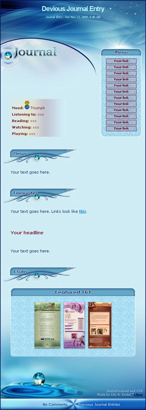 Css Journal Template Winter By Lilyas On Deviantart