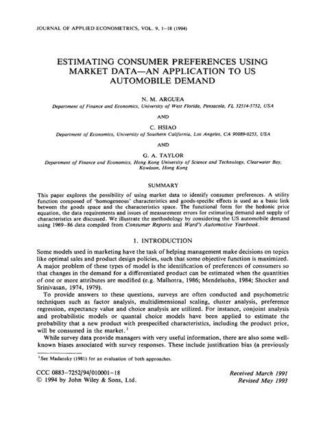 Estimating Consumer Preferences Using Ma Pdf Demand Supply And Demand