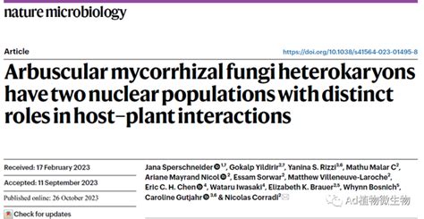 Nature Microbiology 研究揭示丛枝菌根真菌异核体如何在菌根共生中发挥不同的调控作用 知乎