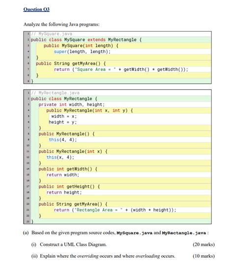 Solved Question 03 Analyze The Following Java Programs 1 Chegg