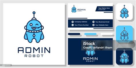 마스코트 로봇 만화 재미 로봇 봇 사이보그 명함 템플릿과 미래 아이콘 로고 디자인 로봇에 대한 스톡 벡터 아트 및 기타 이미지